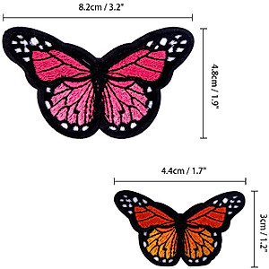 AUGSUN 40pcs Butterfly Iron on Patches, 2 Size Embroidered Sew Applique Repair Patch