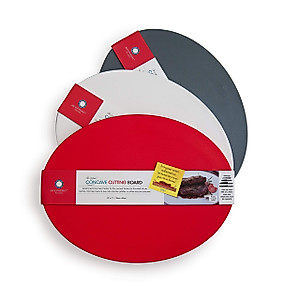 Architec Concave Carving and Cutting Board Gripper Collection with Non-Slip Feet, 13 x 17 - inches, Red