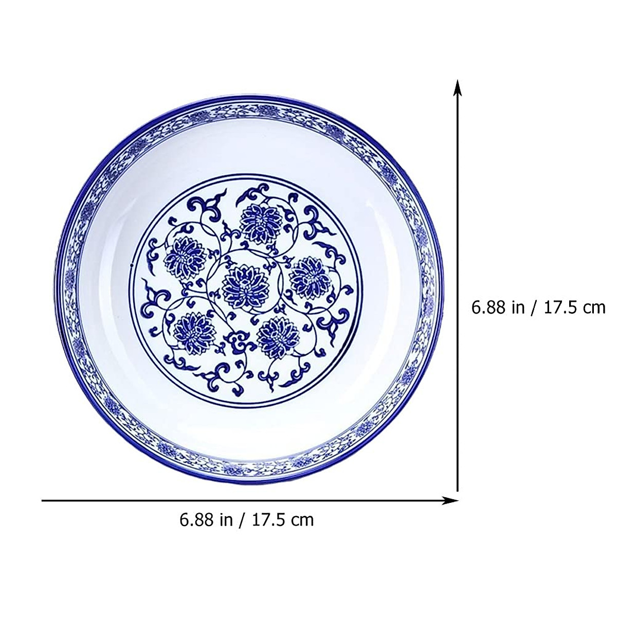 Luxshiny Blue White Porcelain Bowl Chinese Ceramic Bowl Asian Bowl Serving Bowls for Noodle Soup Salad Pasta Rice Porridge Fruits Udon Soba Phos 7inch