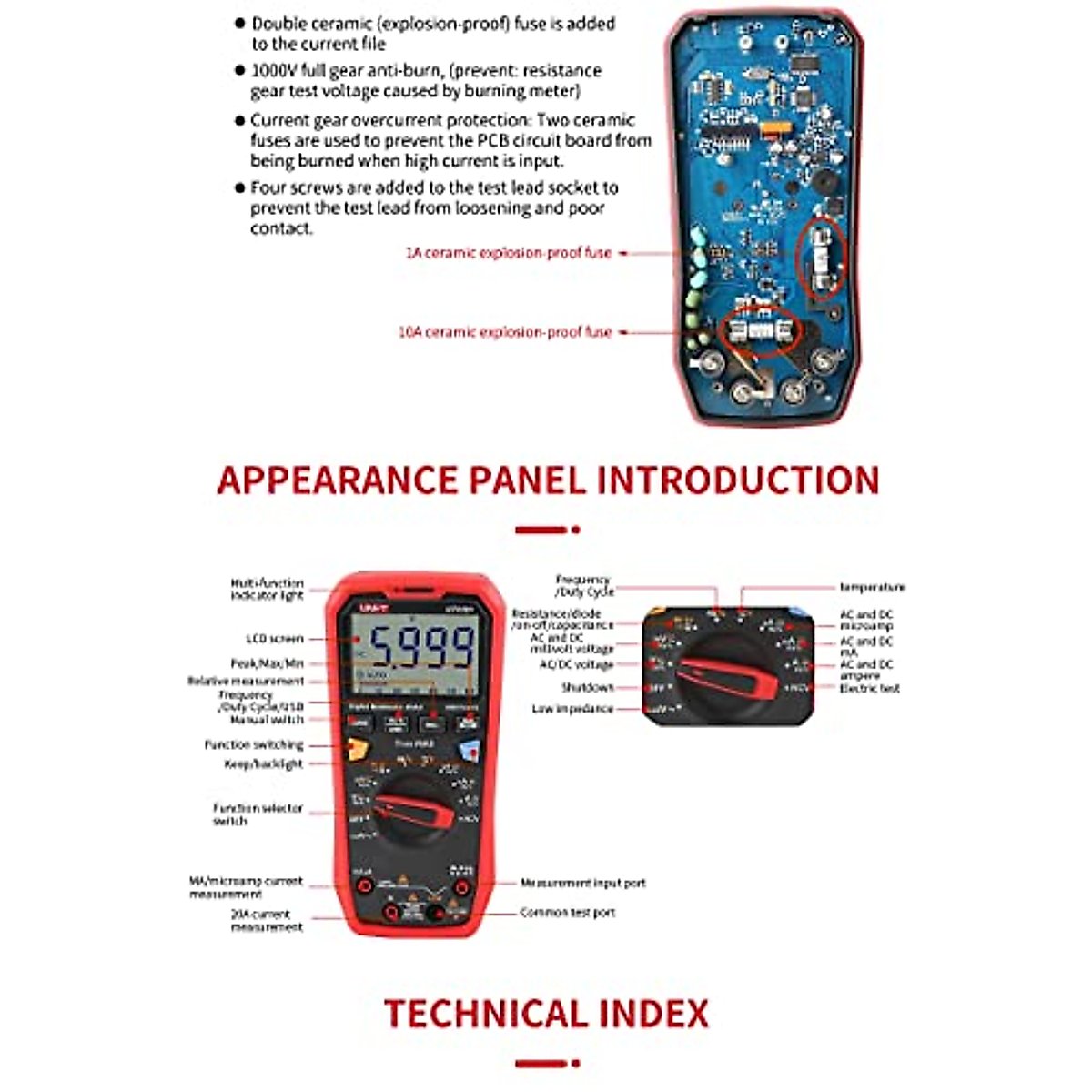 UNI-T Digital Multimeter UT61E+ 22000 Counting AC and DC Current Multimeter High-Frequency Response Measurement Can accurately Measure Changes in weak Signals