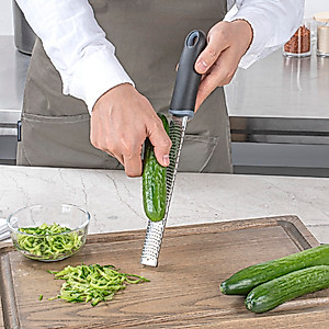 Restaurantware Met Lux 13 Inch Hand Grater 1 Zester Cheese Grater - With Handle For Zesting Lemons And Grating Cheese Stainless Steel And Plastic Rasp Grater