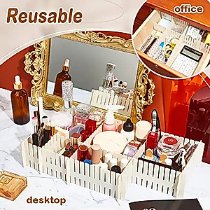 Vesici 80 Pcs Drawer Dividers Adjustable Drawer Organizer Plastic Drawer Dividers Organizer DIY Drawer Separators Storage Dividers for Socks, Underwear, Makeup, Tidy Kitchen, Bedroom, Dresser (White)