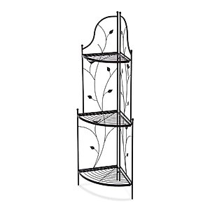 glitzhome 3-Tier Planter Shelf, Organizer Rack flower pot plant stand Indoor Outdoor Metal Planter for Garden and Home, Matte Black