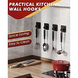 Adhesive Hooks Heavy Duty 22lb(Max) Wall Hooks, 5 Pack Self Adhesive Damage Free Utility Hooks Stainless Steel for Towel Coat Robe, Waterproof Oilproof Rustproof for Bathroom Shower Kitchen Office