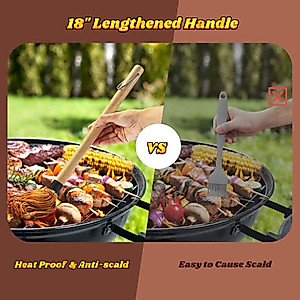Cast Iron Sauce Pot and BBQ Mop Brush Set for Grilling, 7 Pcs Barbecue Accessories include 24 oz Heat Preservation Heavy Basting Melting Pot, 2Pcs Wooden Long Handle Sauce Mops and 4Pcs Replacements