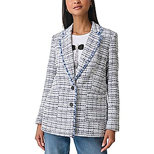 Karl Lagerfeld Paris Women's Tweed Long Sleeve Everyday Fashion Sport Jacket, Denim Multi, 6