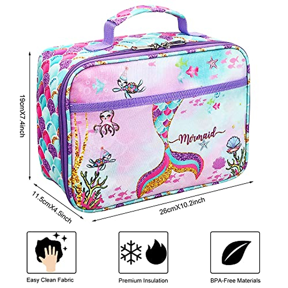 RHCPFOVR Kids Lunch Bag - Insulated Lunch Box for Boys Girls,Washable Lunch Bag and Reusable Toddler Leak-proof Lunchbox for School and Daycare