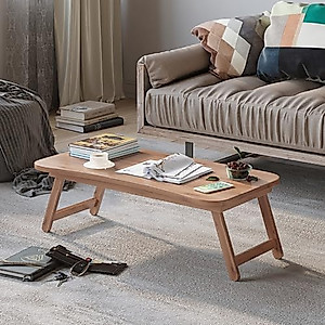 Folding Bamboo Coffee Table, Japanese Tatami Low Table, Portable Bay Window Table, Living Room Tea Table, No Assembly Required (Color : A, Size : 70 * 38 * 25cm)