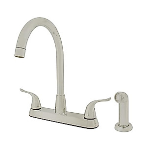 WMF-8235GNZMLP-BN - Hybrid Metal Deck Kitchen Sink Faucet High Spout with Double Handle and Side Sprayer (Brushed Nickel)