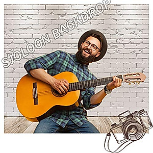 SJOLOON White Brick Photography Backdrop Brick Photo Backdrop for Birthday Photography Portrait Photoshoot Studio Props 11878 (5x7FT)