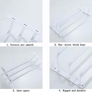 Towel Rails Wall Mounted with 2 Hooks Space Aluminum Towel Rack Bathroom,Towel Holder for Bathroom Hotel Kitchen White 3 Layer 40cm