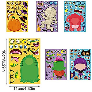 24 Pieces Halloween Make-a-face Sticker Mix and Match Sticker Make Your Own Stickers Halloween Party Games for Birthday Party Decorations Halloween Party Supplies Make a face