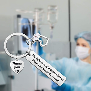 FEELMEM Hospice Nurse Gift Nurse Thank You Gift The Influence of A Great Hospice Nurse Can Never Be Erased Keychain Nursing Jewelry Nurse Life Gift for Hospice Nurses (The influence -Keychian)