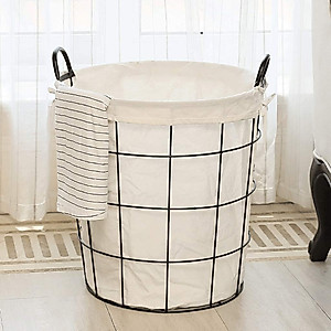 EVXOIJM Fabric Hamper Nordic Wrought Iron Toy Storage Basket Large Laundry Basket Home Storage Bucket Simple Dirty Clothes