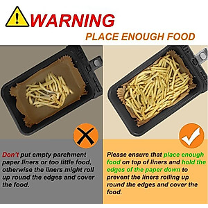 Air Fryer Liners, 100PCS Disposable Rectangle Air Fryer Parchment Paper Liners for All 8QT-10QT Dual Basket Fryer, 8.6''x5.5'' Baking Paper, Air Fryer Accessories for Ninja DZ201 DZ401(Free Oil Brush)