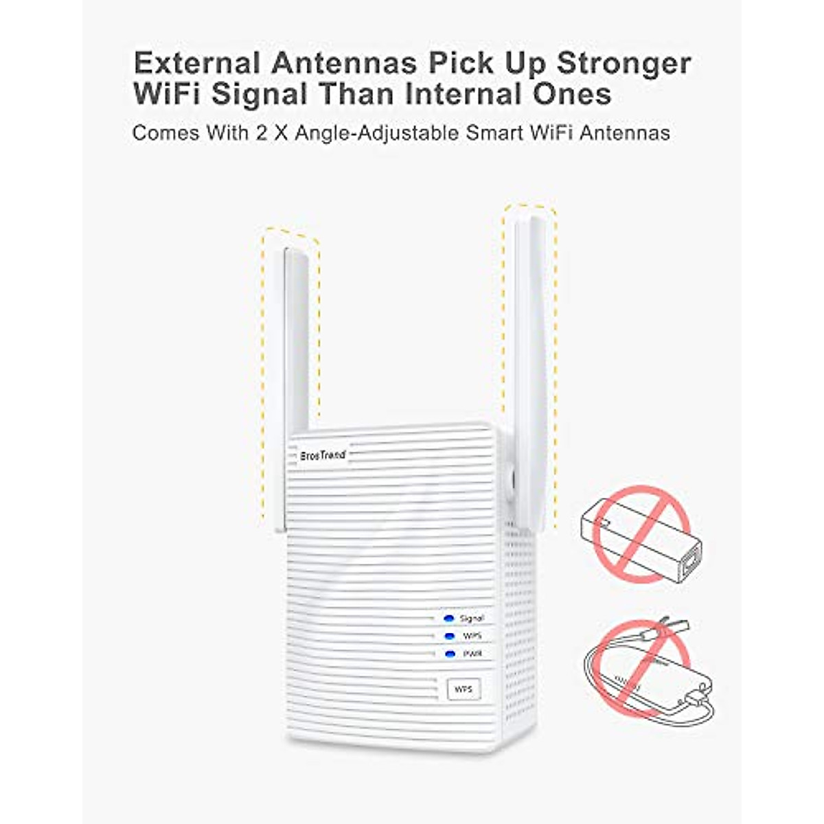 BrosTrend AC1200 WiFi to Ethernet Adapter, 1200Mbps Dual Band Universal Wireless Bridge for Printer, Smart TV, Blu-Ray Player, PlayStation, Xbox, etc, WPS Easy Setup, Connect a Wired Device to Wi-Fi