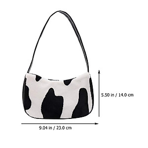VALICLUD Shoulder Bag for Women Mini Furry Handbag Underarm Purse Cow Print Clutch Bag Faux Fur Purse