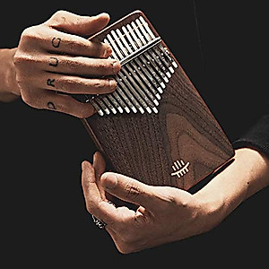 Hluru Kalimba 17 Keys | Black Walnut Sloped Flat board Thumb Piano Instrument | Class A Calimba with Carry Box Birthday Present Gifts