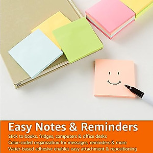 Amazon Basics Square Sticky Notes, 3 x 3-Inch, Assorted Colors, 12-Pack
