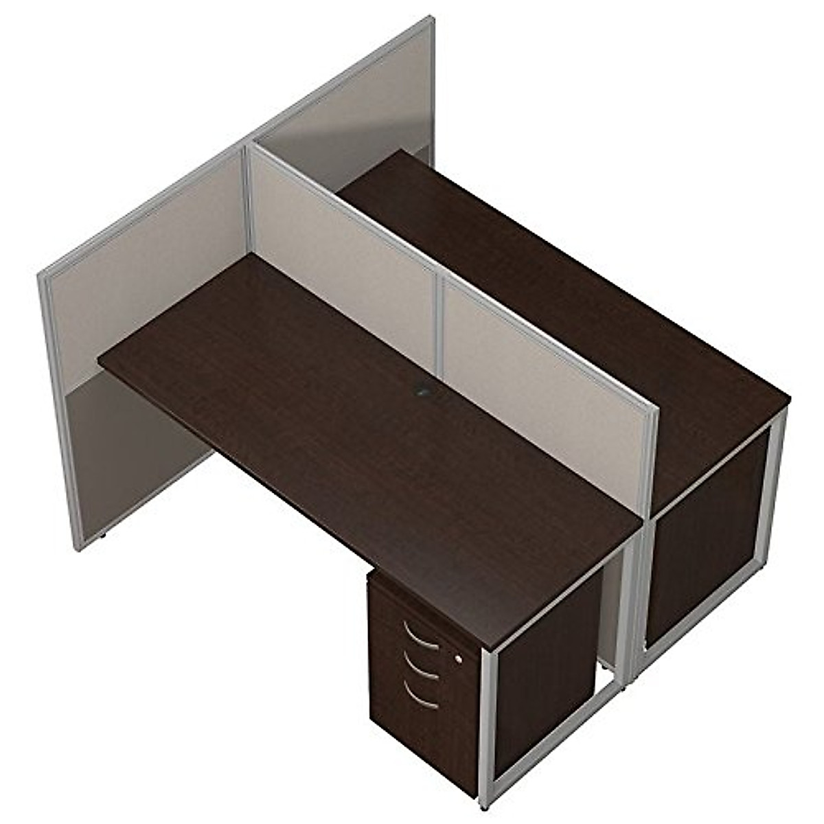 Bush Business Furniture Easy Office 2 Person Cubicle Desk with File Cabinets, 60W x 45H, Mocha Cherry Satin