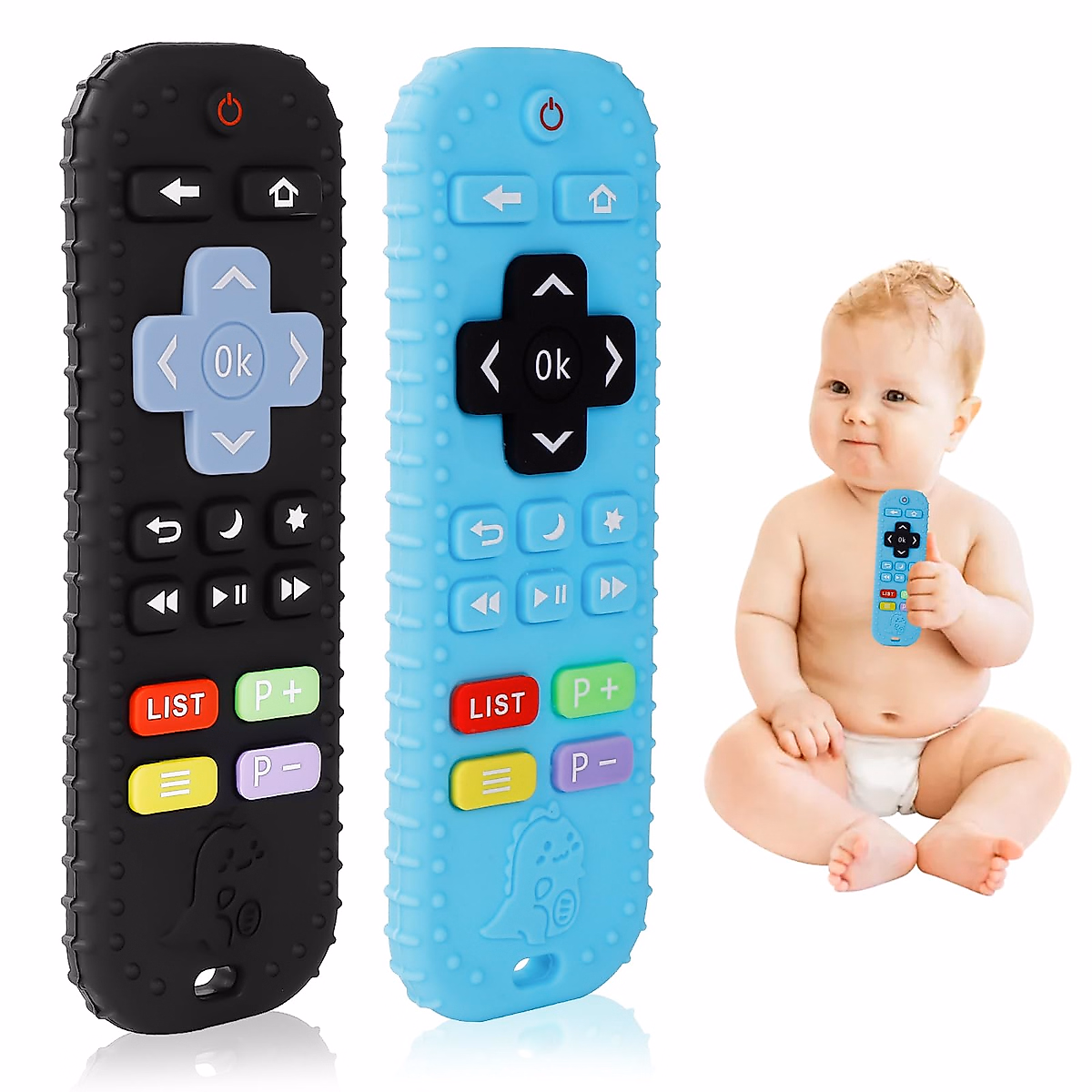 Baby Teething Toys for 0-6 Month, Tinabless Giraffe Baby Chew Toy and Teething Mitten Set, Silicone Teethers for Babies 6-12 Months, Christmas Stocking Stuffers for Boys&Girls