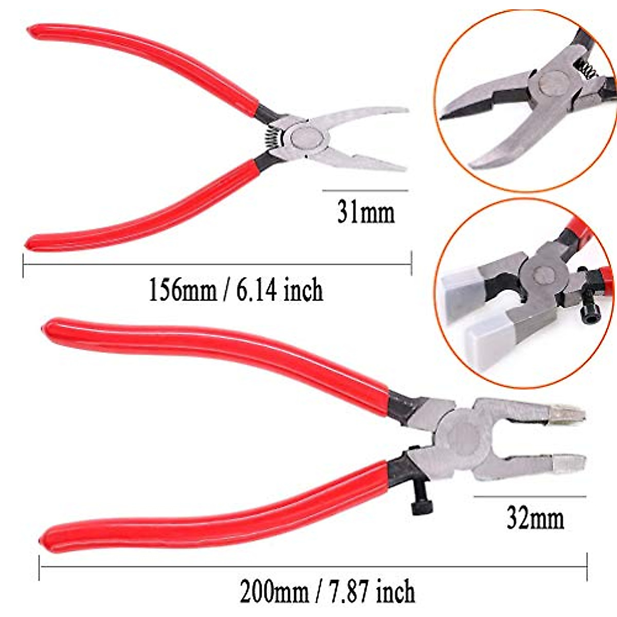 Qovydx 2Pcs Glass Grozer Running Pliers Glass Cutting Tool Kit Stained Glass Grozing Breaking Pliers Glasses Cutters Tools Starter Kits