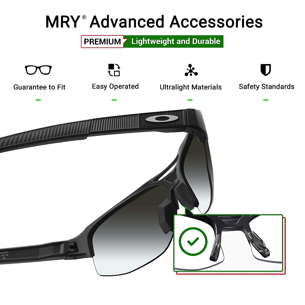 Mryok Nose Piece Nose Pads Replacement for Oakley Mercenary OO9424 Sunglass - Black