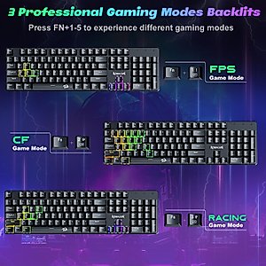 Redragon Mechanical Gaming Keyboard Wired, 11 Programmable Backlit Modes, Hot-Swappable Red Switch, Anti-Ghosting, Double-Shot PBT Keycaps, Light Up Keyboard for PC Mac
