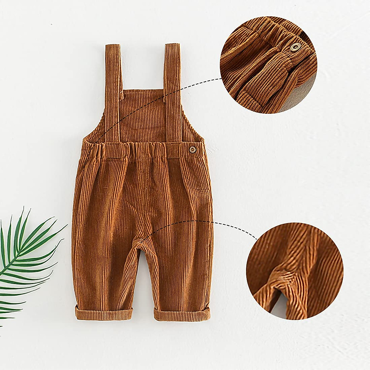 Mornyray Toddler Kids Baby Boy Girl Soft Corduroy Suspender Pants Kids Overalls Loose Retro (Khaki, 18-24Months)