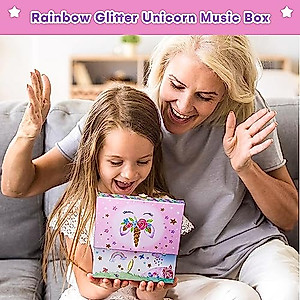 Jewelkeeper Unicorn Music Jewelry Box, Birthday Gifts for Girls - Small Kids Musical Box Storage with Pullout Drawer - Little Girls Glitter Rainbow Treasure Organizer -15x10.8x8.6cm