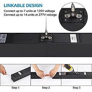 LEONLITE 4FT Anti Glare LED Linear Light Linkable, 0-10V Dimmable 100-277V Commercial-grade Architectural Suspended Lighting Fixture, Narrow Beam Angle, DLC & ETL, 40W 4600LM, 4000K Cool White, 2 Pack