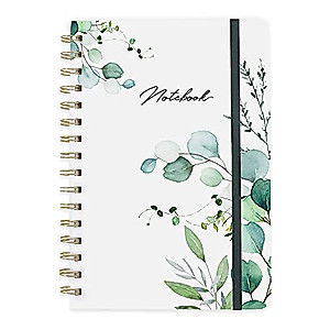 EOOUT Spiral Notebook, A5, 8.5x5.7 Inches, 160 Pages, Notebooks for Work, Hardcover Spiral Journals for Women, College Ruled, Watercolor Designs for School Office Home Gifts