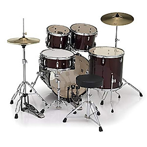 Pearl Roadshow Drum Set 5-Piece Complete Kit with Cymbals and Stands, Wine Red (RS525SC/C91)