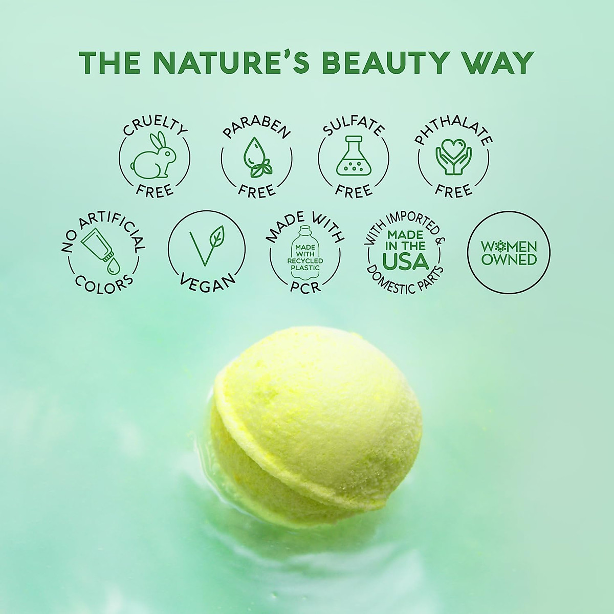 Nature's Beauty Eucalyptus & Tea Tree Bath Bomb Multi-Pack- Natural Hand Crafted, Non-Staining, Luxury Fizzy Spa Bomb, Sooth + Restore Skin, Made w/ Coconut Oil & Witch Hazel, 4.6oz (4 Pack)