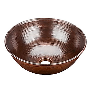 Sinkology BRV-1405BC Hubble Handmade Pure Solid Vessel Sink, 14", Aged Copper
