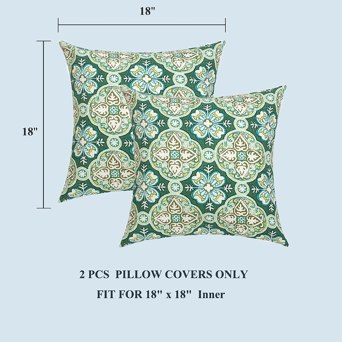 FUNHOME Set of 2 Patio Lumbar Pillows with Insert, 12”x20” Waterproof Fade Resistant Outdoor Lumbar Pillow, Decorative Garden All Weather Lumbar Cushions for Home Patio Coach Sofa Use-Green Medal