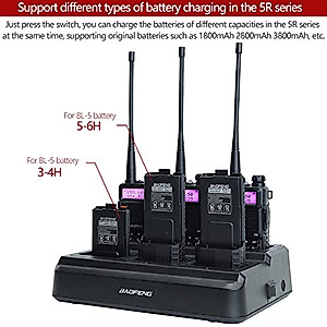 Baofeng UV-5R Six Way Charger Two Way Radio Multi Unit Charger Station for UV-5R UV-5R+ UV-5RE UV-5RTP UV-5X3 BF-F8HP RT-5R RT-5RV MK4 Radio and Battery