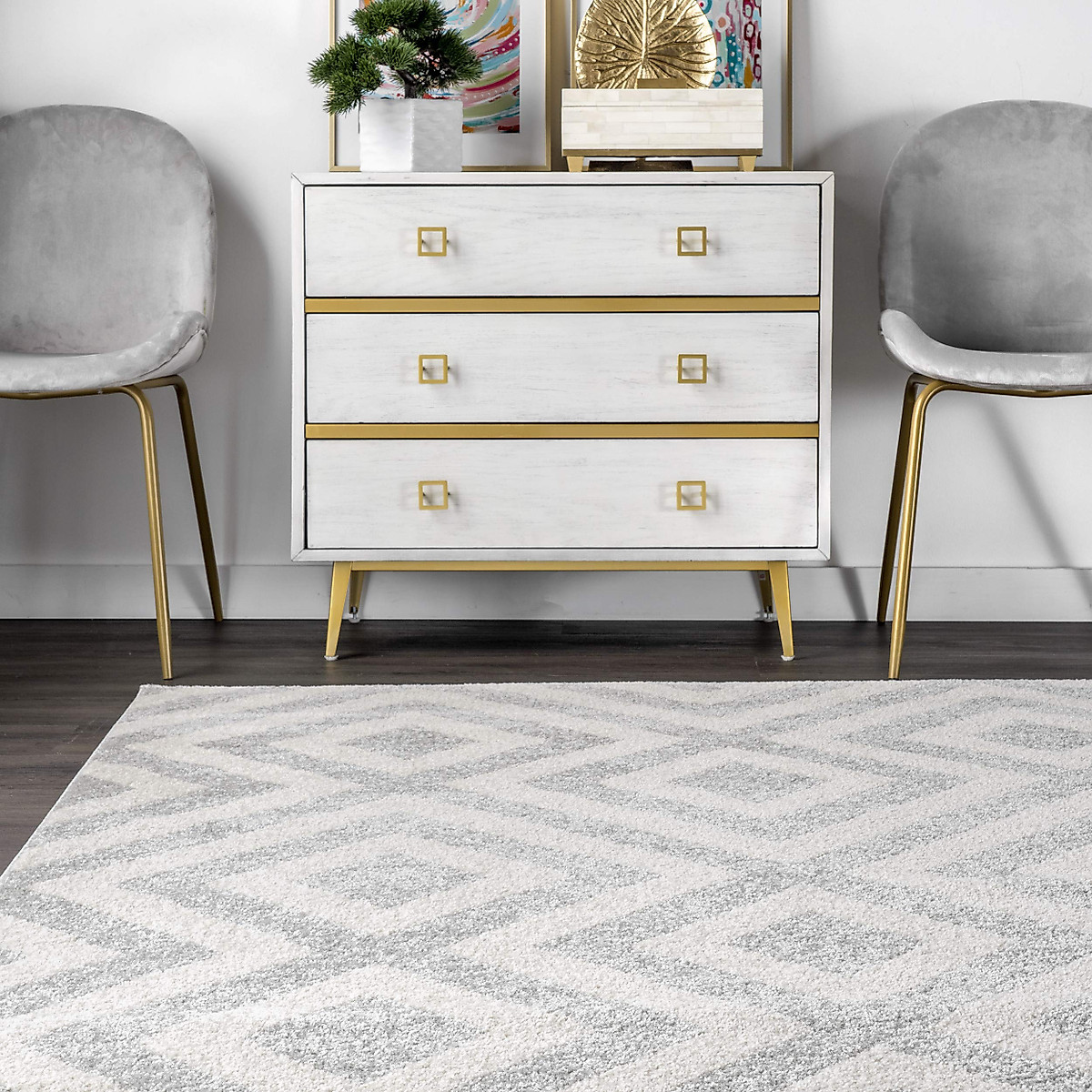 nuLOOM Zadie Geometric Accent Rug, 3x5, Light Grey