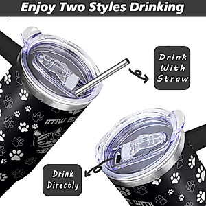 40 Oz Black Cat Tumbler With Handle and Straw, Double Wall Stainless Steel Insulated Mug for Cat Lovers, Mom or Dad - Cups Gifts for Women