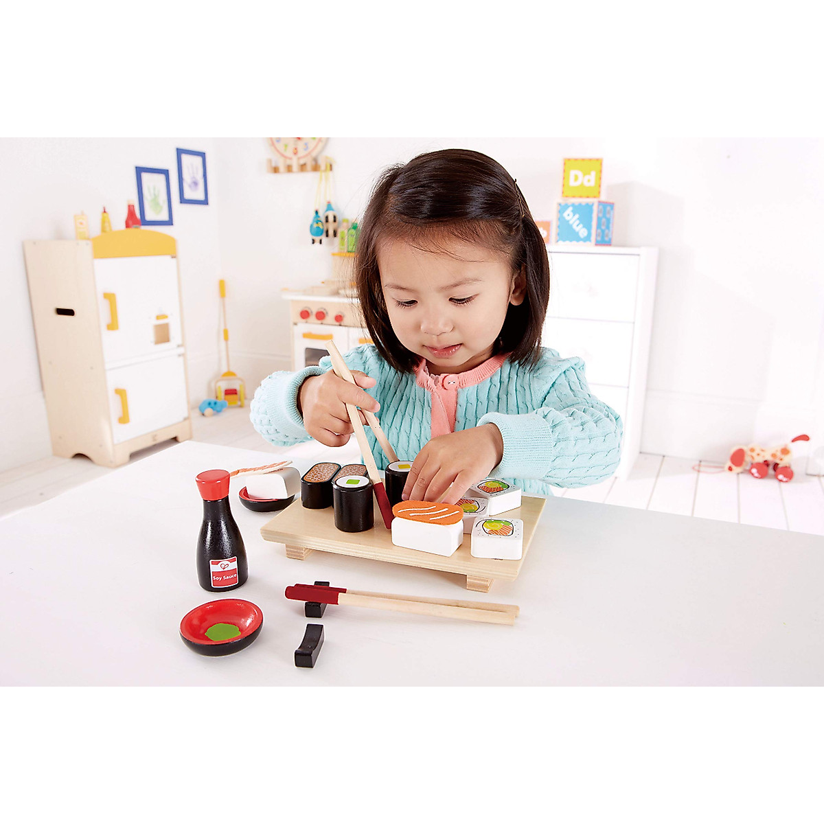 Hape Wooden Sushi Selection Set| Pretend Realistic Role Play Food Toys for Kids