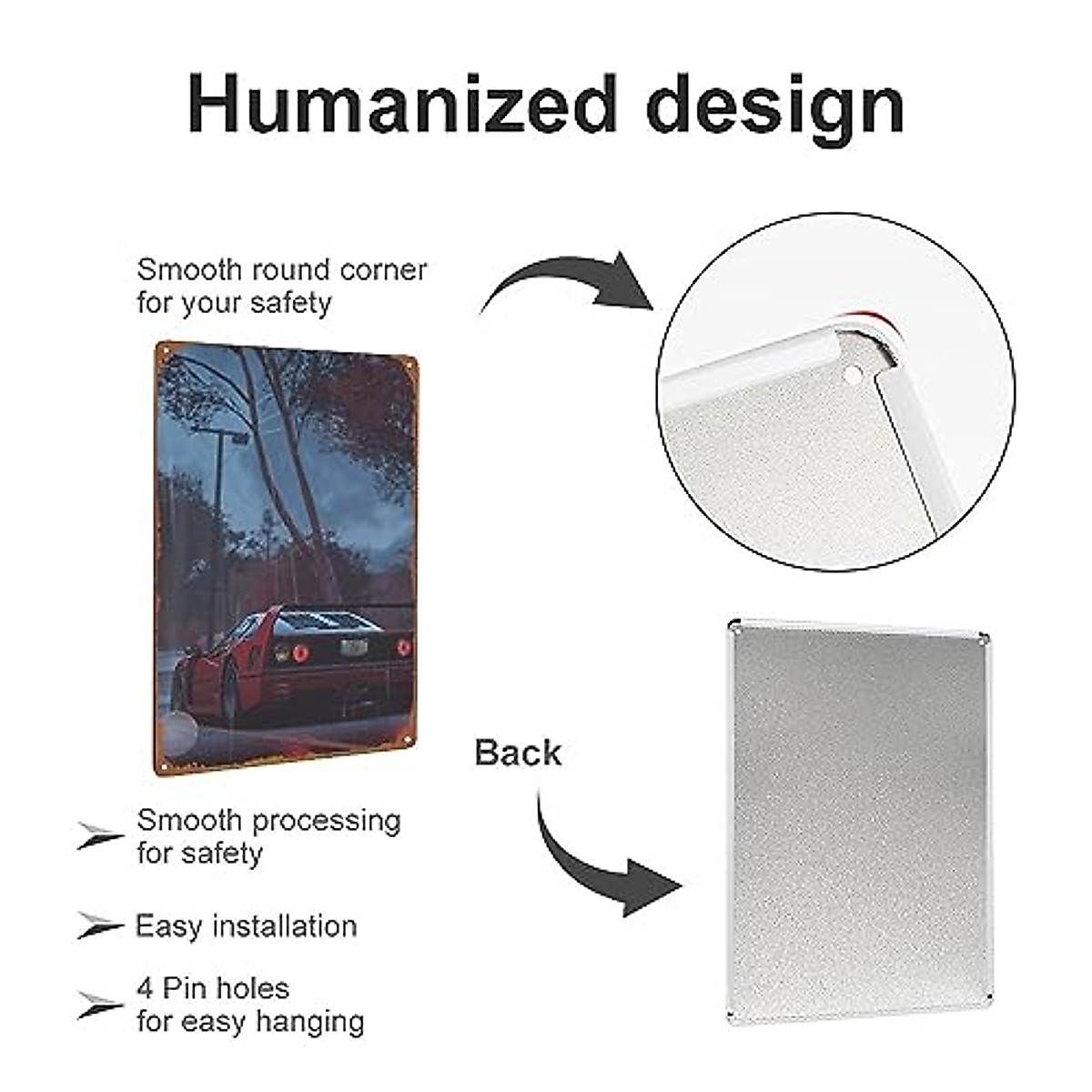 Hot Pursuit Ferrari F40 Music Poster Retro Metal tin Sign Halloween Tin Sign,Cave,Bar,Club, Home Wall Art Metal Tin Sign 8x12 inches