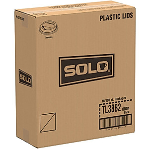 Solo TL38B2-0004 Black Traveler Plastic Lid - For Solo Paper Hot Cups 1000 Count (Pack of 1)