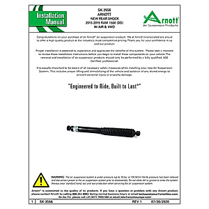 Arnott - Rear Eibach Shock -13-20 RAM 1500/1500 Classic (DS) w/Air Suspension & 4WD - LT/RT (SK-3556)