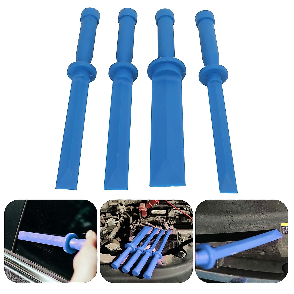 Nylon Plastic Chisel Scraper Set Of 4, Universal Scraper for Adhesive Removal Caulk Removal, Comfortable Grip Scraper Chisel Set for Vehicle Paint and Glass Surfaces