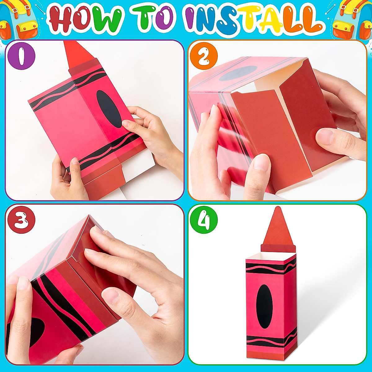 Fiupan Crayon Candy Pencil Gift Boxes - 24Pcs Thanksgiving Treat Boxes Pencil Candy Holders Gift Bag, Thanksgiving Thanks Teacher Paper Gift Party Favors for School Classroom Birthday