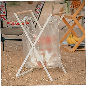 Trash Bag Holder Stable Iron Leaf Bag Holder Stand Foldable Garbage Bag Holder Lightweight Leaf Bag Holder Multi-Use Grocery Bag Holder for Yard Garden White
