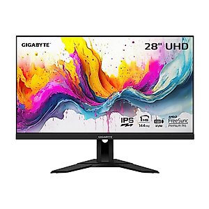 GIGABYTE M28U 28" 144Hz Gaming Monitor, 3840 x 2160 SS IPS Display, 1ms (GTG) Response Time, 9‎4% DCI-P3, VESA Display HDR400, FreeSync Premium Pro, 1x Display Port 1.4, 2x HDMI 2.1 (M28U-SA)