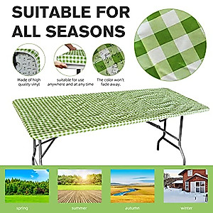 Byliable 6ft Fitted Tablecloth Rectangle Table Cover, Fitted Table Covers for 6 Foot Tables, Washable Picnic Table Cloth Indoor Outdoor Elastic Tablecloth, Green