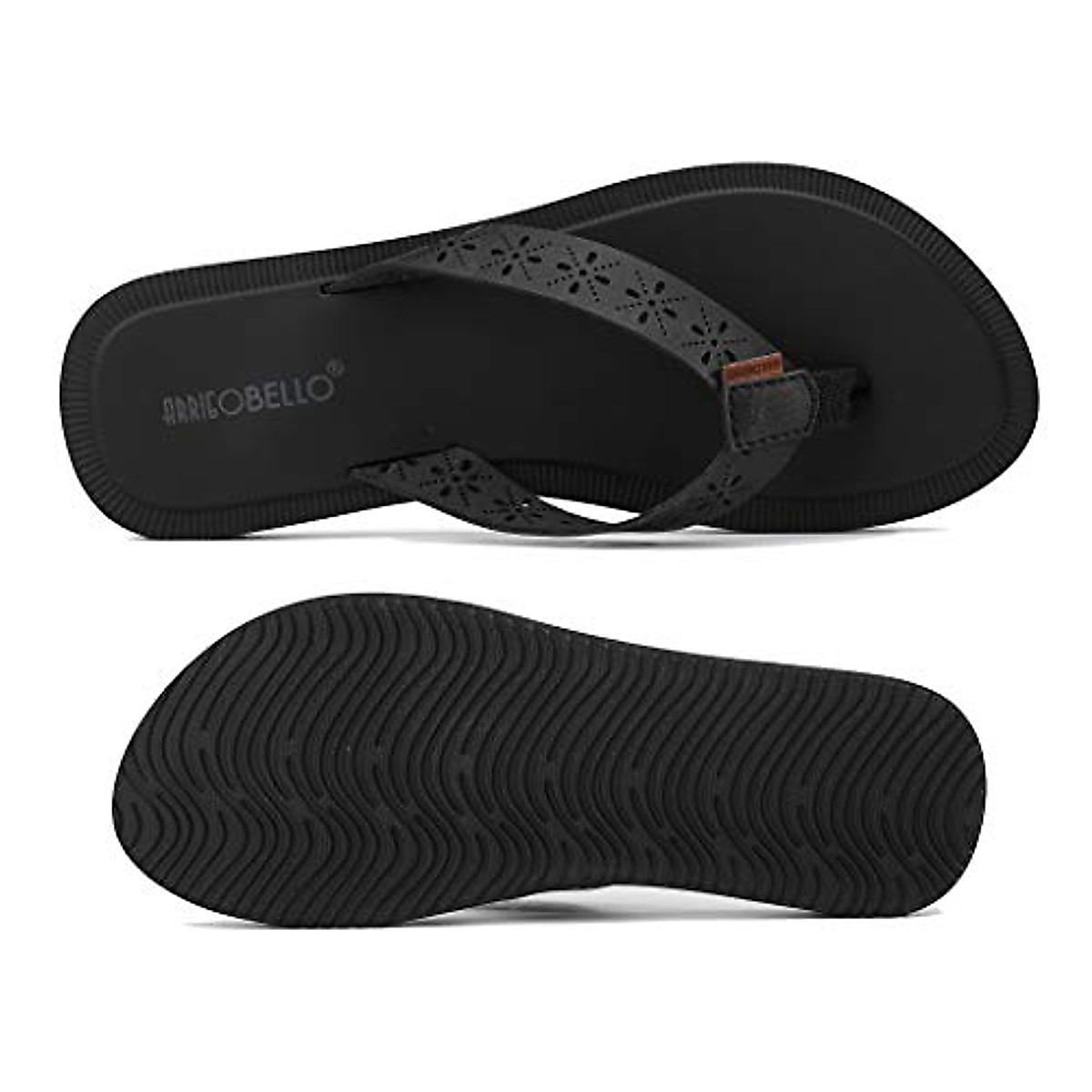 AX BOXING Flip Flops For Women Thong Sandals Faux Leather Slide Beach Pool Slipper Sandals(Aa Black,8)