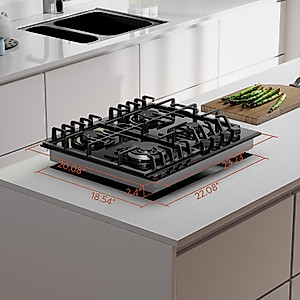 Empava 24" Gas Cooktop in Black Tempered Glass with 4 Burners 24XGC28